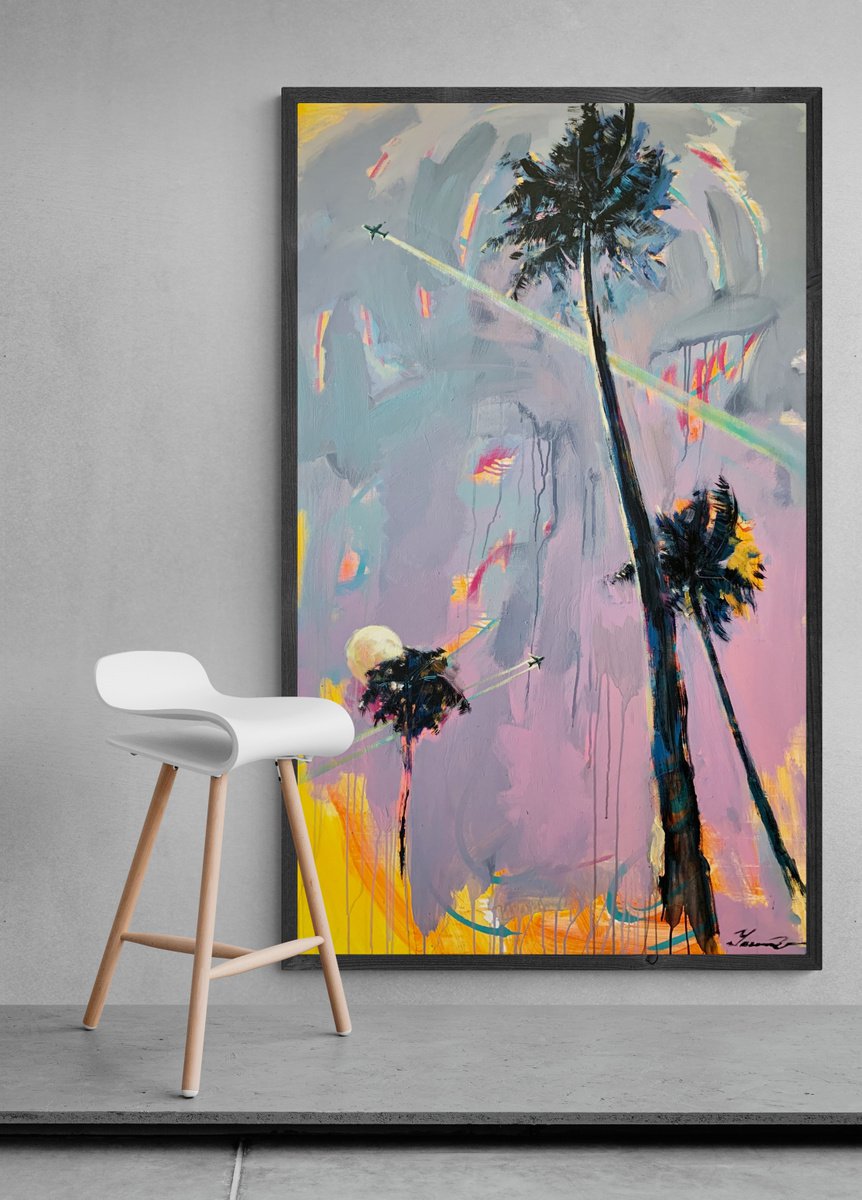 XL Big artwork - "Flight to Miami" - Pop Art - Huge painting - Palm ...