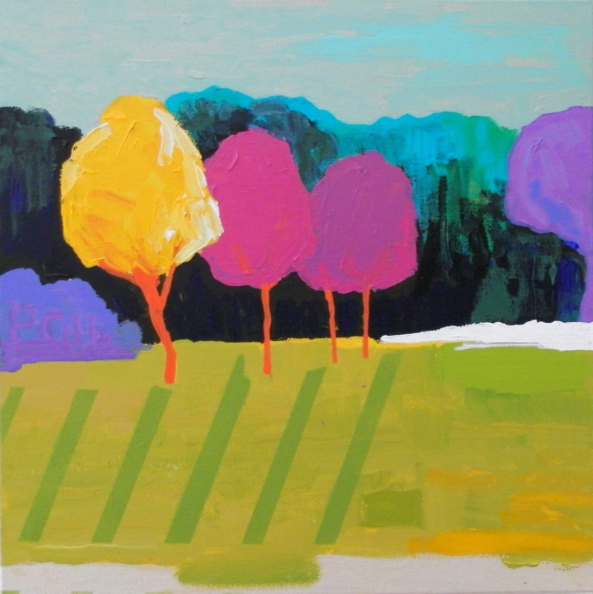 "Back Field - Benchill 2" Manchester Landscape Acrylic painting by ...