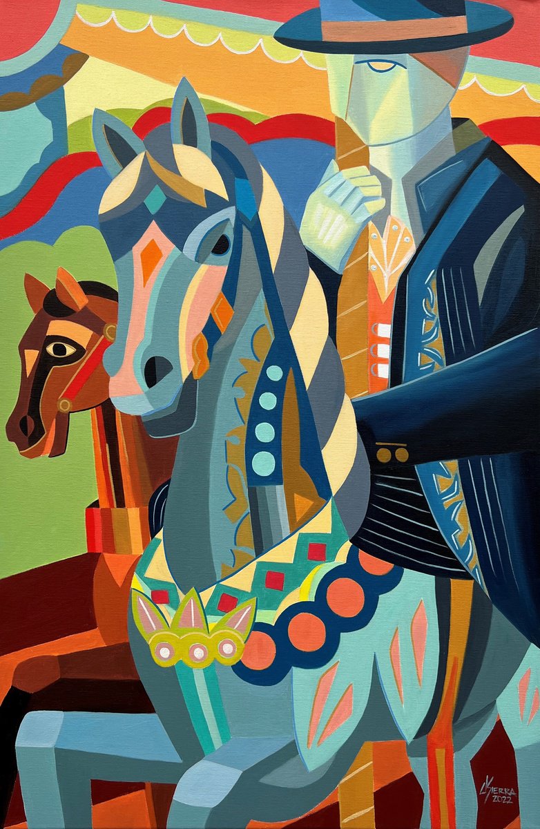 Golden Ride Expressionist Carousel Themed Art Oil painting: Dania ...