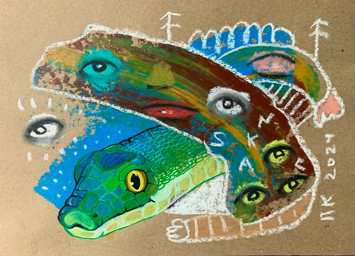 Surreal snake #1 Pastel drawing by Pavel Kuragin | Artfinder