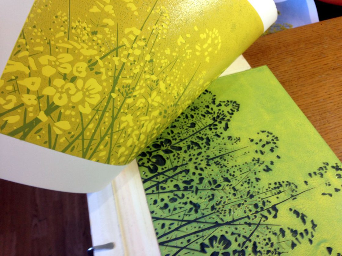 Sunshine Fields Linocut: Alexandra Buckle | Artfinder