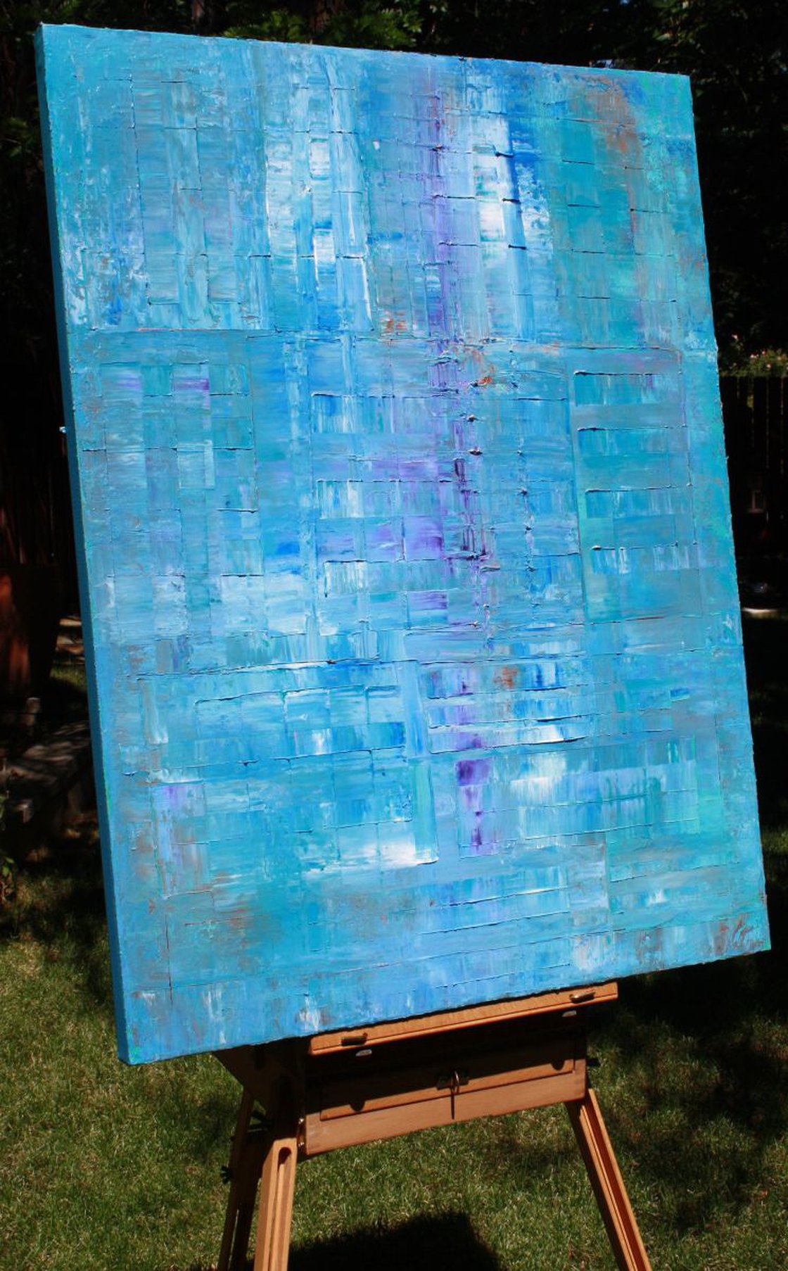 Primitive Blue Mosaic Abstract Acrylic painting: Robert Lynn | Artfinder