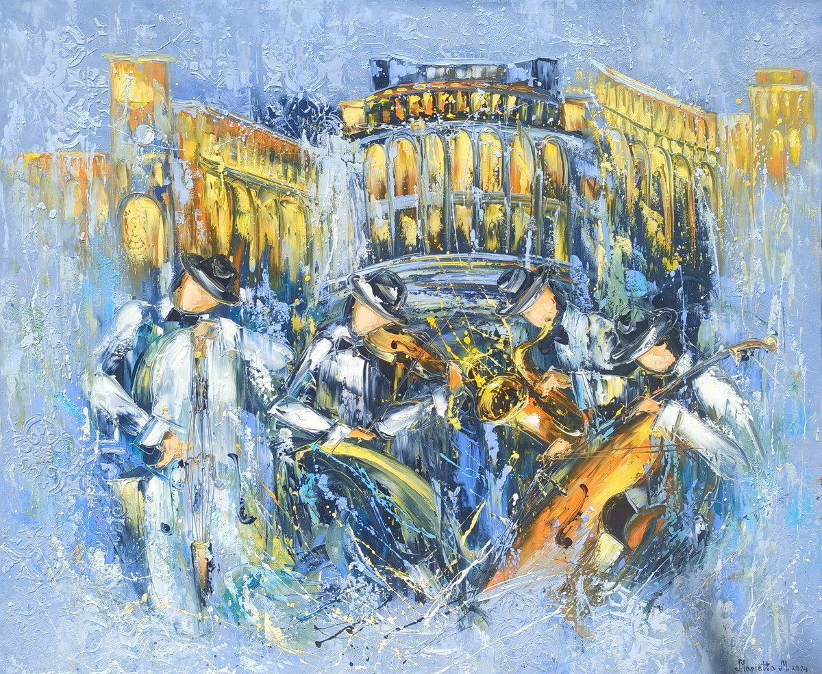Jazz Quartet in the Opera Oil painting by Marieta Martirosyan | Artfinder