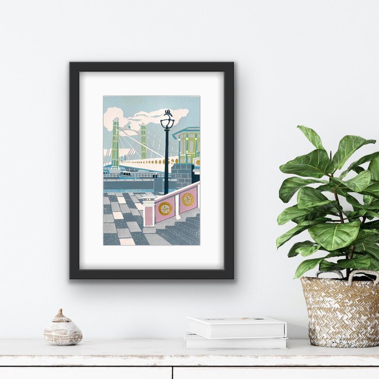 Albert Bridge Linocut: Nathalie Pymm Art | Artfinder