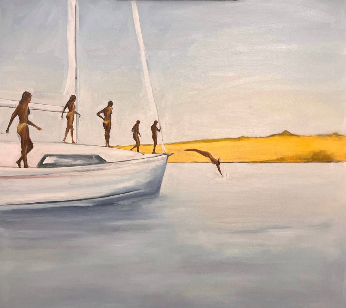 Jumping Yacht Girls 2 Oil painting: Romuald Mulk Musiolik | Artfinder