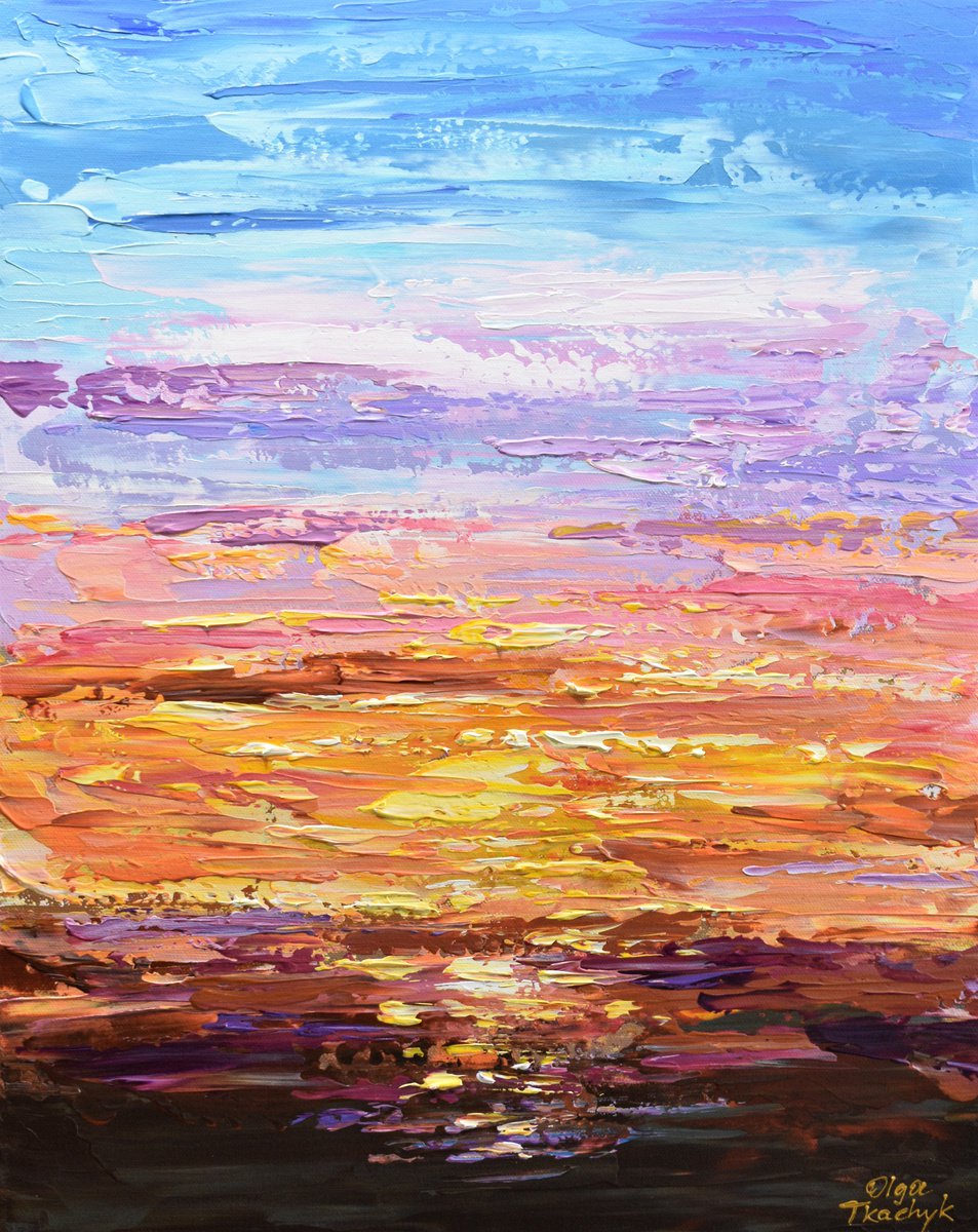 Sunset - Impasto Abstract Seascape Painting | Artfinder