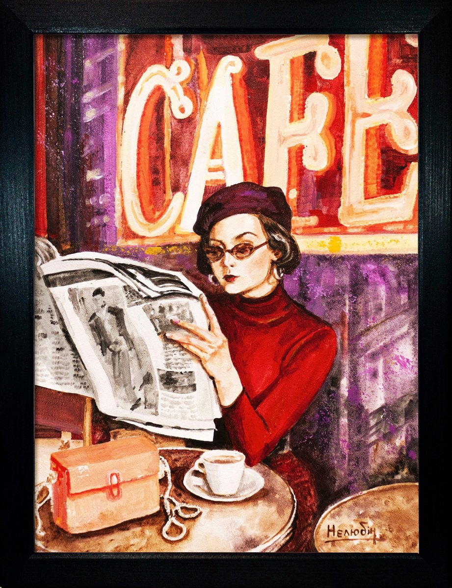 Cafe Acrylic painting: Aleksandr Neliubin | Artfinder