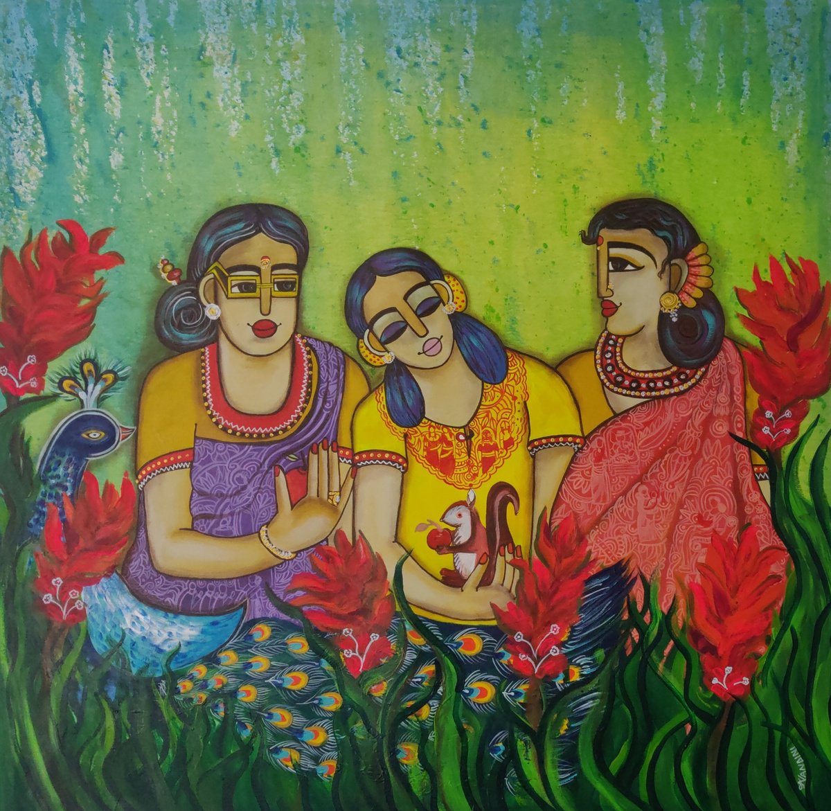 Three Generation Together Acrylic painting by Nandini Verma | Artfinder