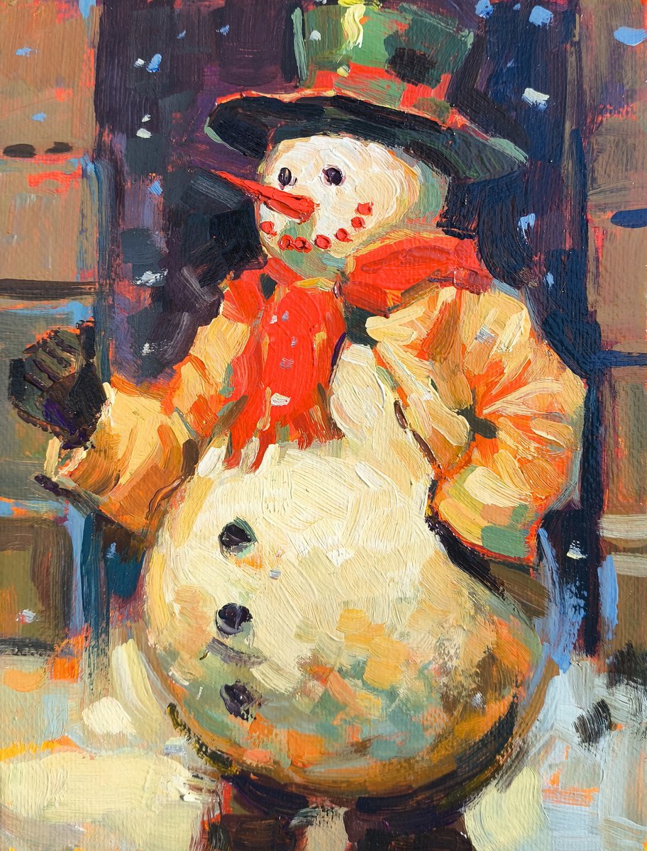 The Cheerful Snowman Oil painting: Narek Qochunc | Artfinder