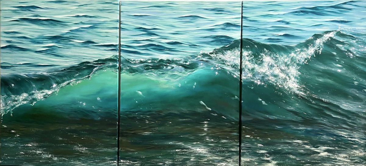 Triptych of a wave Oil painting: Valeria Ocean | Artfinder