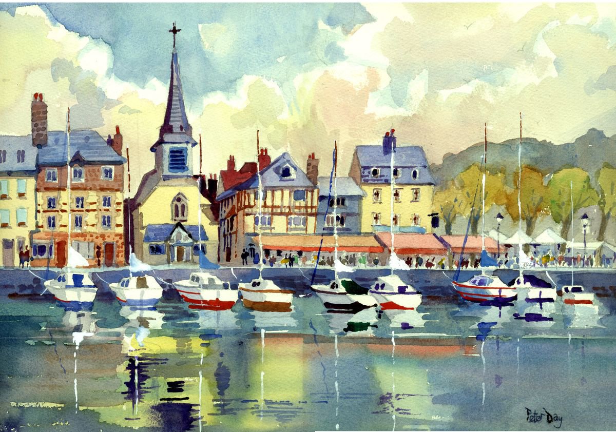 Market Day, Honfleur, Normandy, France Watercolour by Peter Day | Artfinder