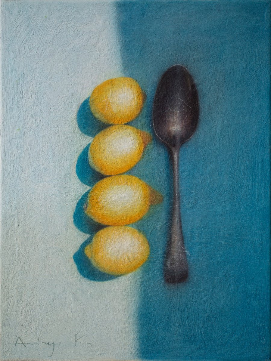 The Spoon and Four Lemons Acrylic painting: Andrejs Ko | Artfinder