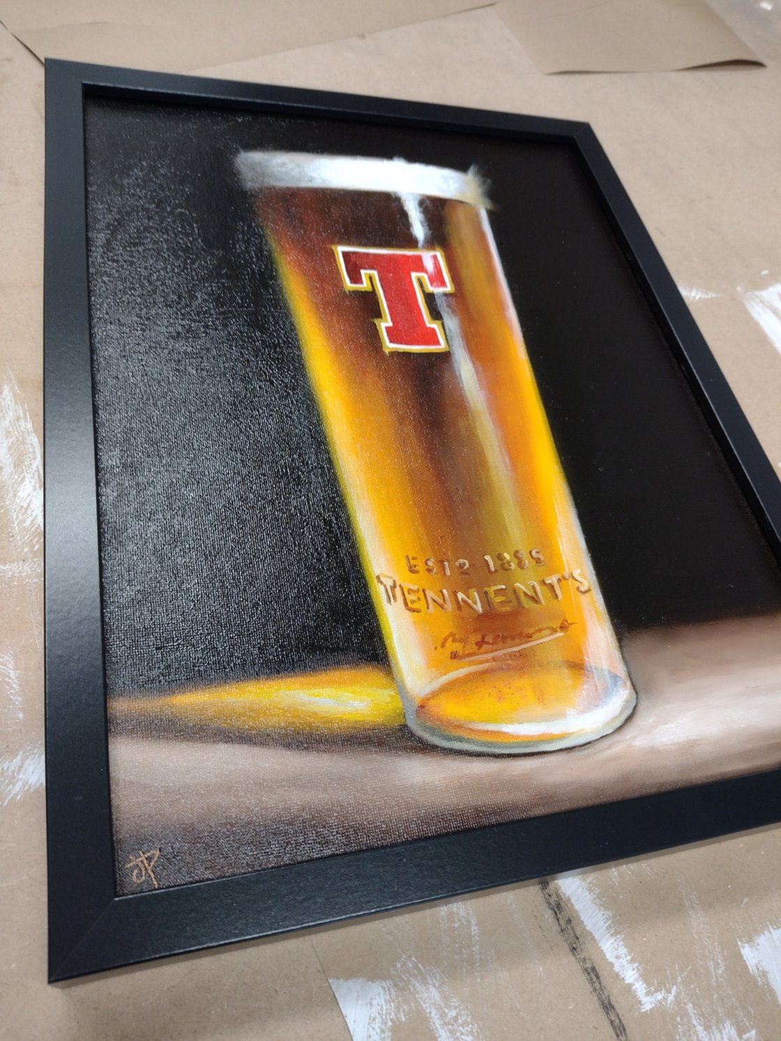 Pint of Lager still life Oil painting by Jane Palmer Art | Artfinder
