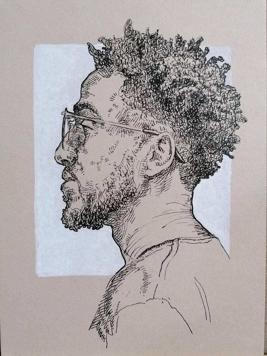 Man portrait, portrait on paper, by emerging woman artist Ink drawing ...