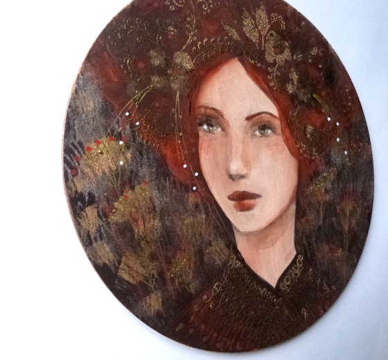 Alizée Gold Acrylic painting by Loetitia Pillault | Artfinder