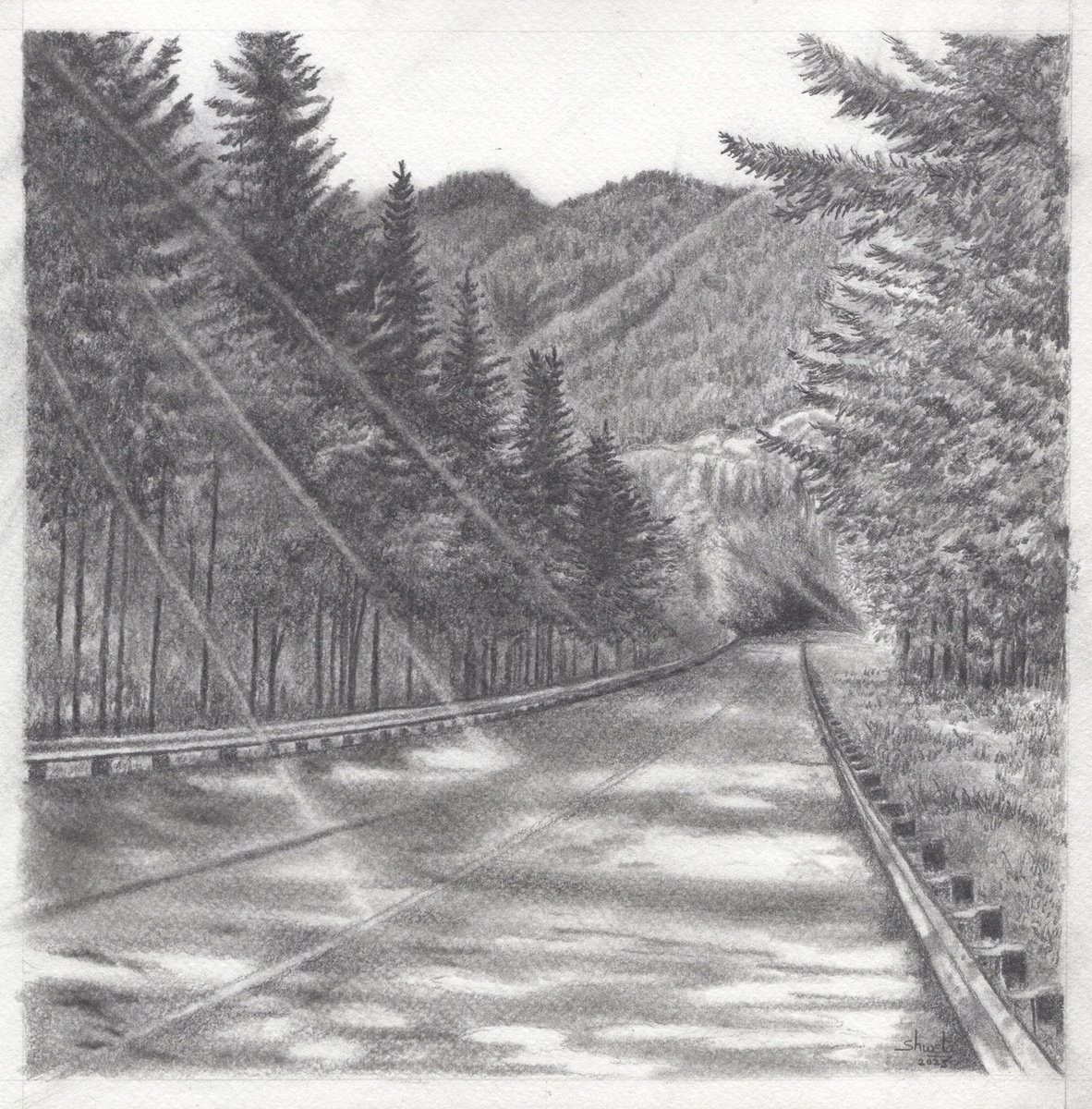 Road to Mount Rainier II Pencil drawing: Shweta Mahajan | Artfinder