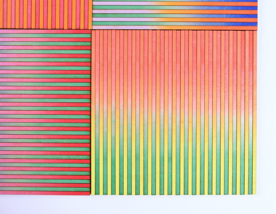 Nine Panel Fine Stripe Wood Collage Painting Mixed-media painting ...
