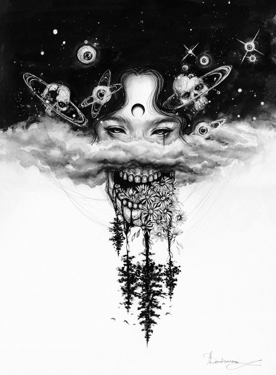 Celestial Ink drawing: Doriana Popa | Artfinder