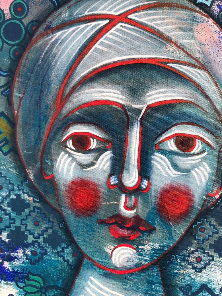 “I am” big blue contemporary Acrylic painting: Yuliia Chaika | Artfinder