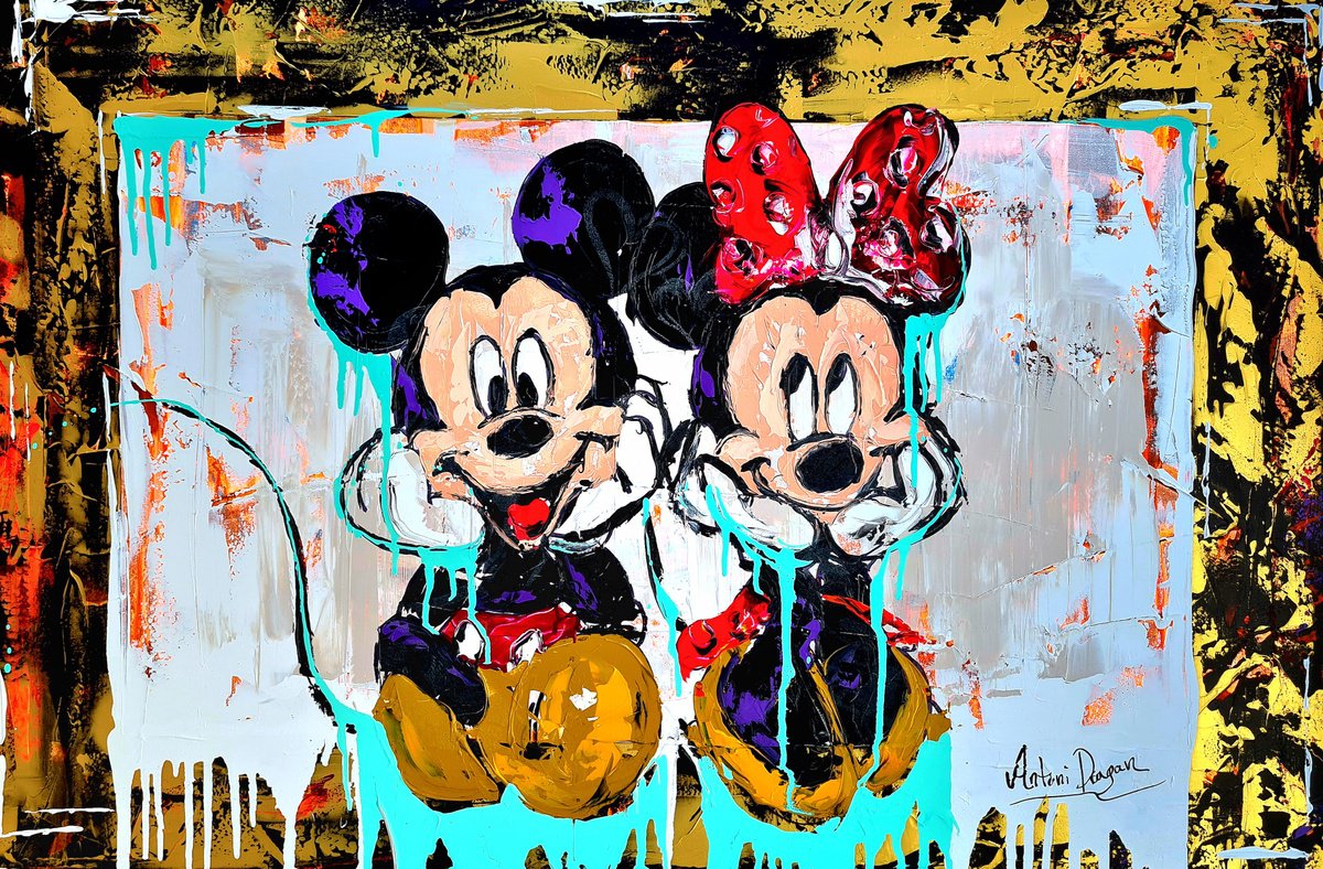 Mickey and Minnie Mouse chilling in the frame Acrylic painting: Antoni ...