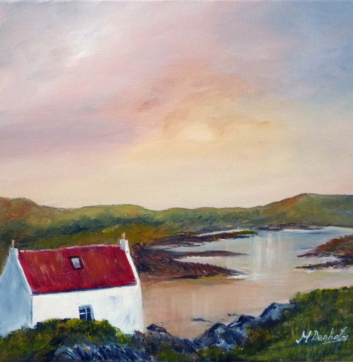 Red Roofed Cottage Acrylic painting by Margaret Denholm | Artfinder