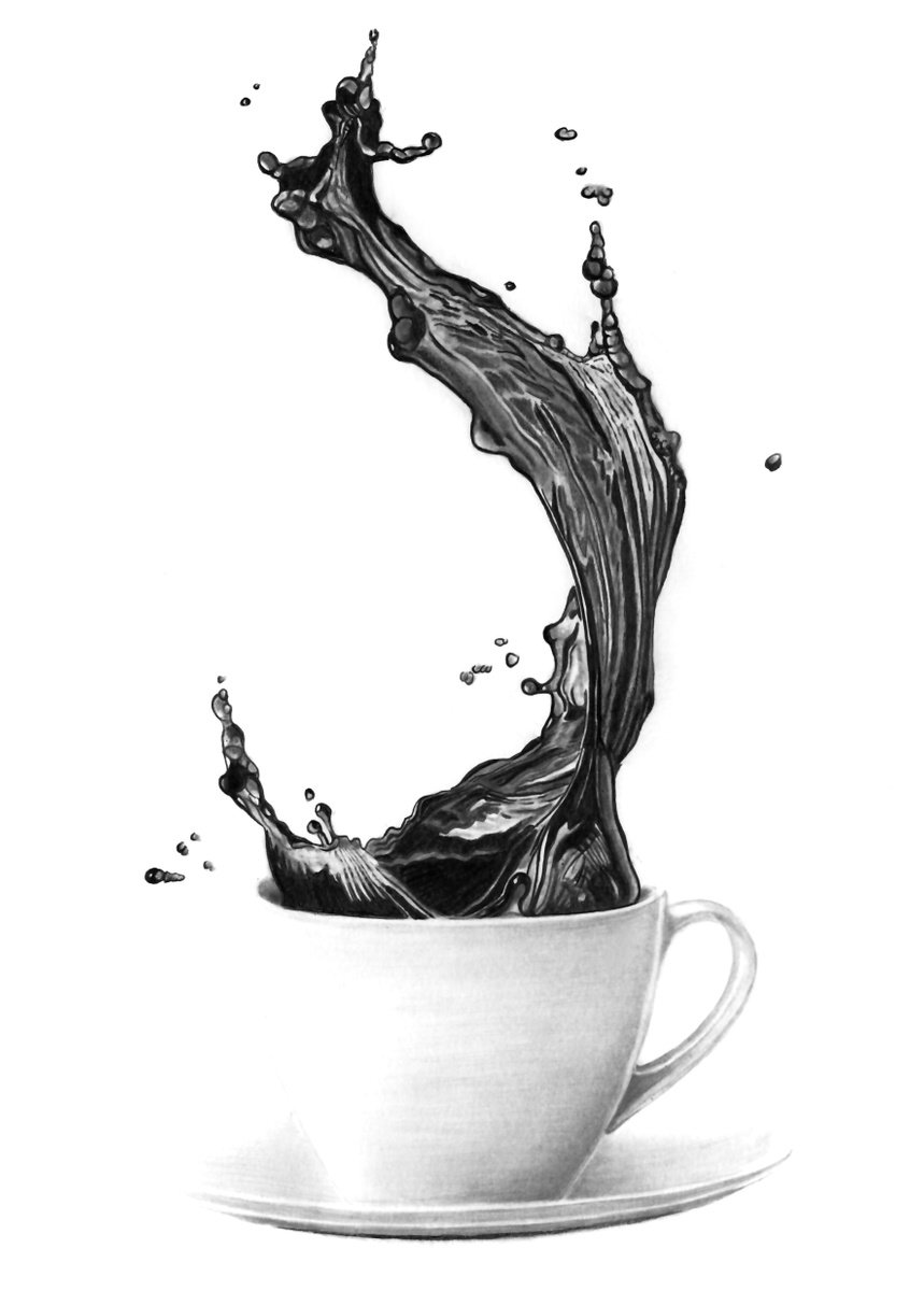 Coffee Splash Pencil drawing by Paul Stowe | Artfinder