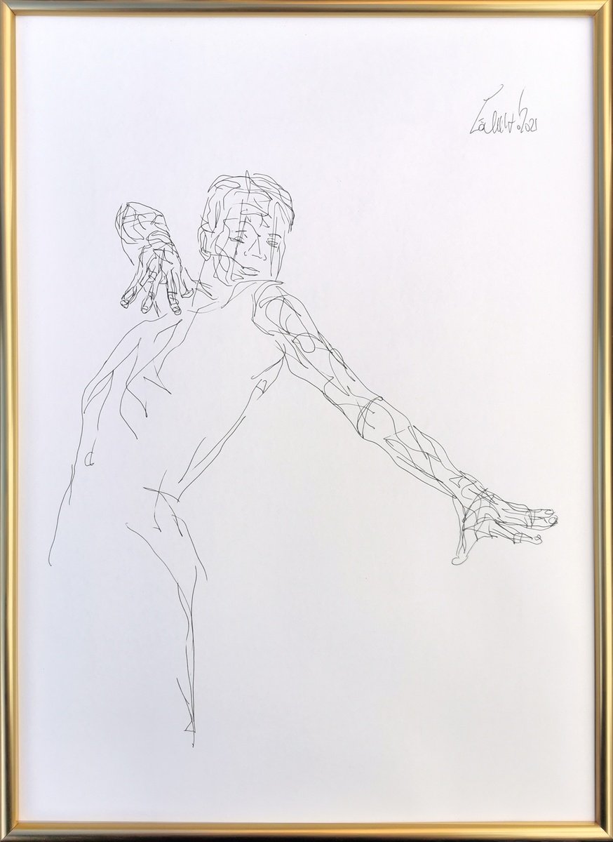 DR 136 - Portrait in motion Ink drawing by Uli Lächelt | Artfinder