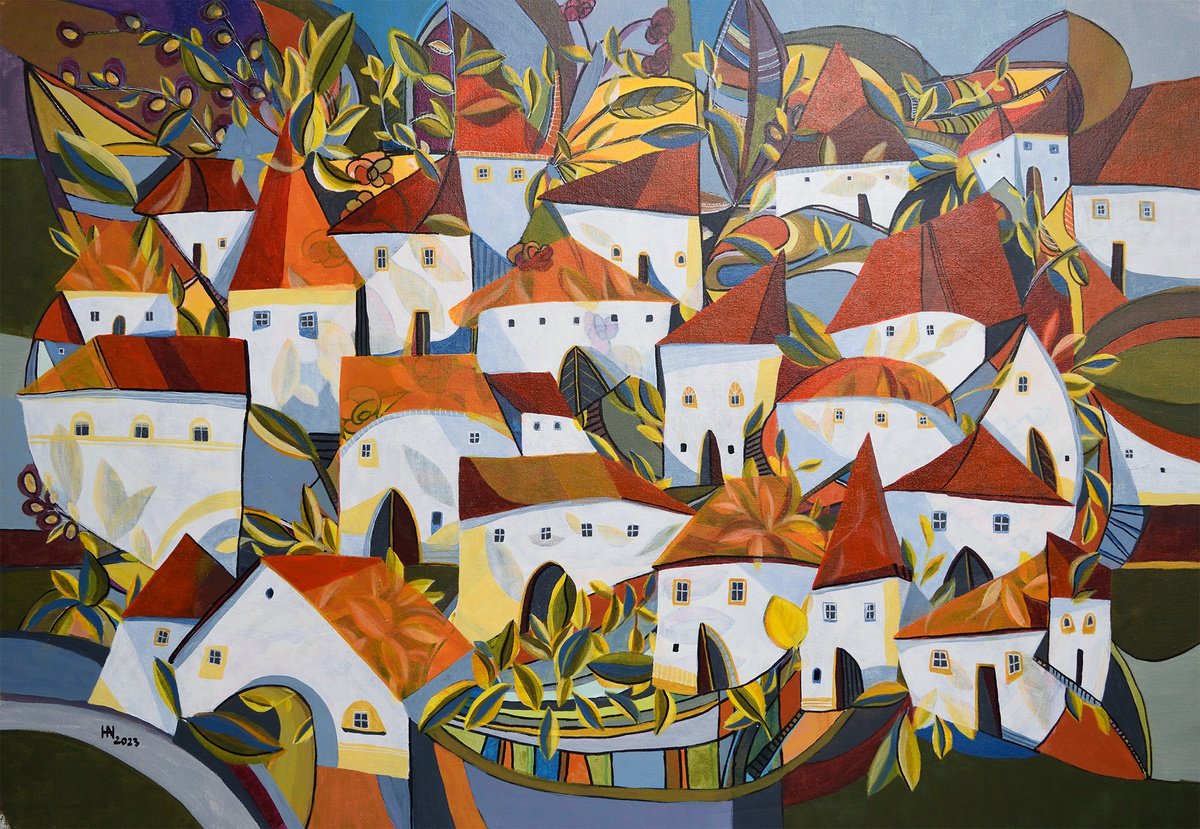 Springtime in the City Acrylic painting: Aniko Hencz | Artfinder