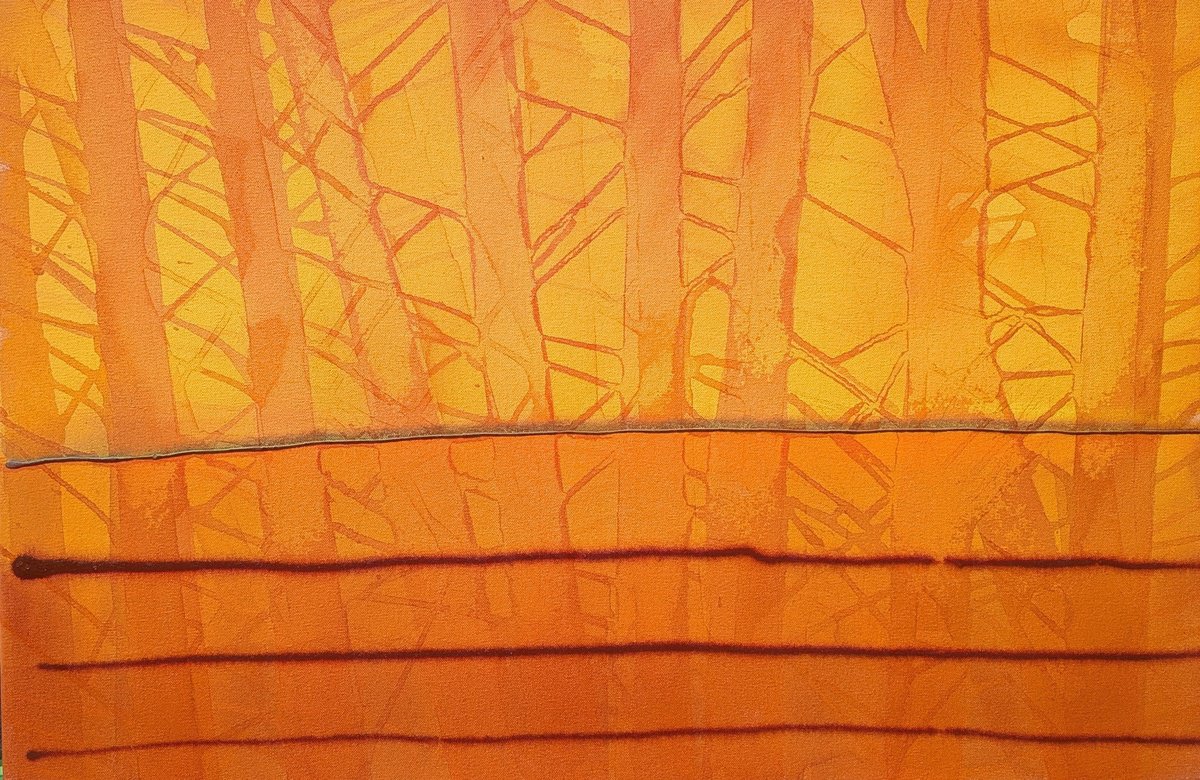 Original Acrylic Painting - Fragile Forest Orange by Dara Park