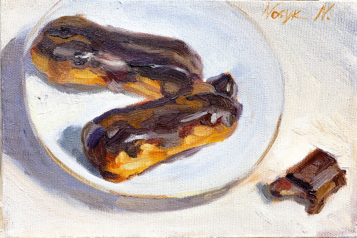 Chocolate eclairs Oil painting by Nataliia Nosyk | Artfinder