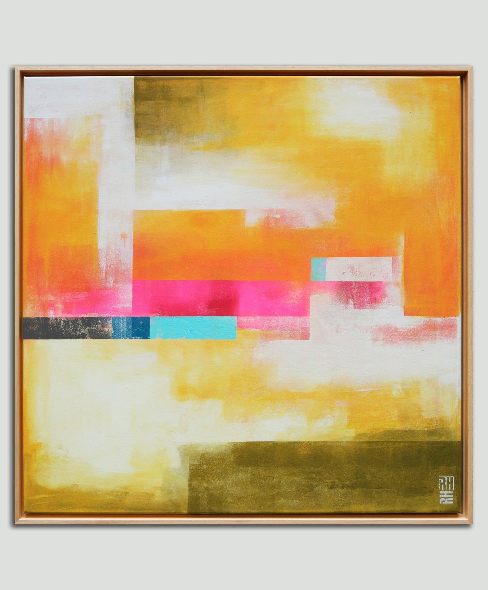 Untitled in Yellow square Acrylic painting by Ronald Hunter | Artfinder