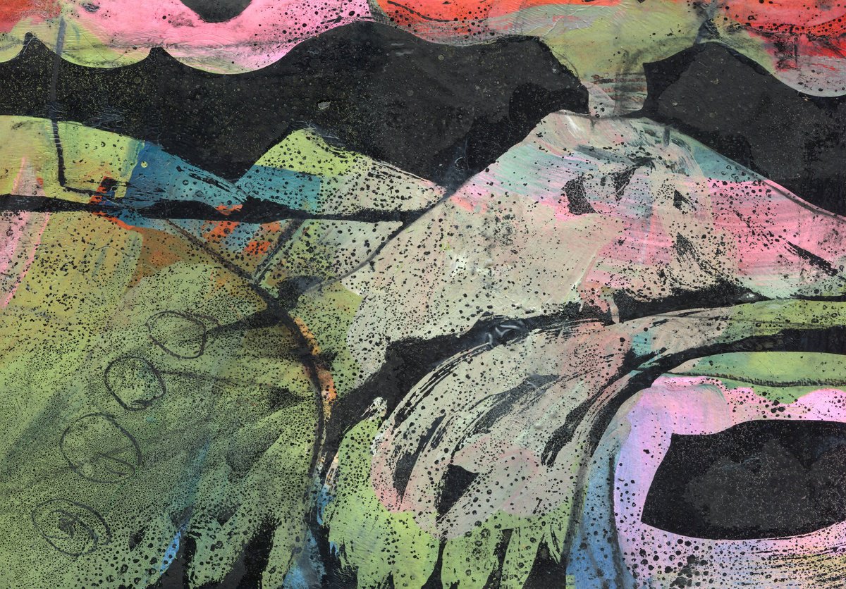 PINK VOLCANO Mixed-media painting: Elizabeth Anne Fox | Artfinder