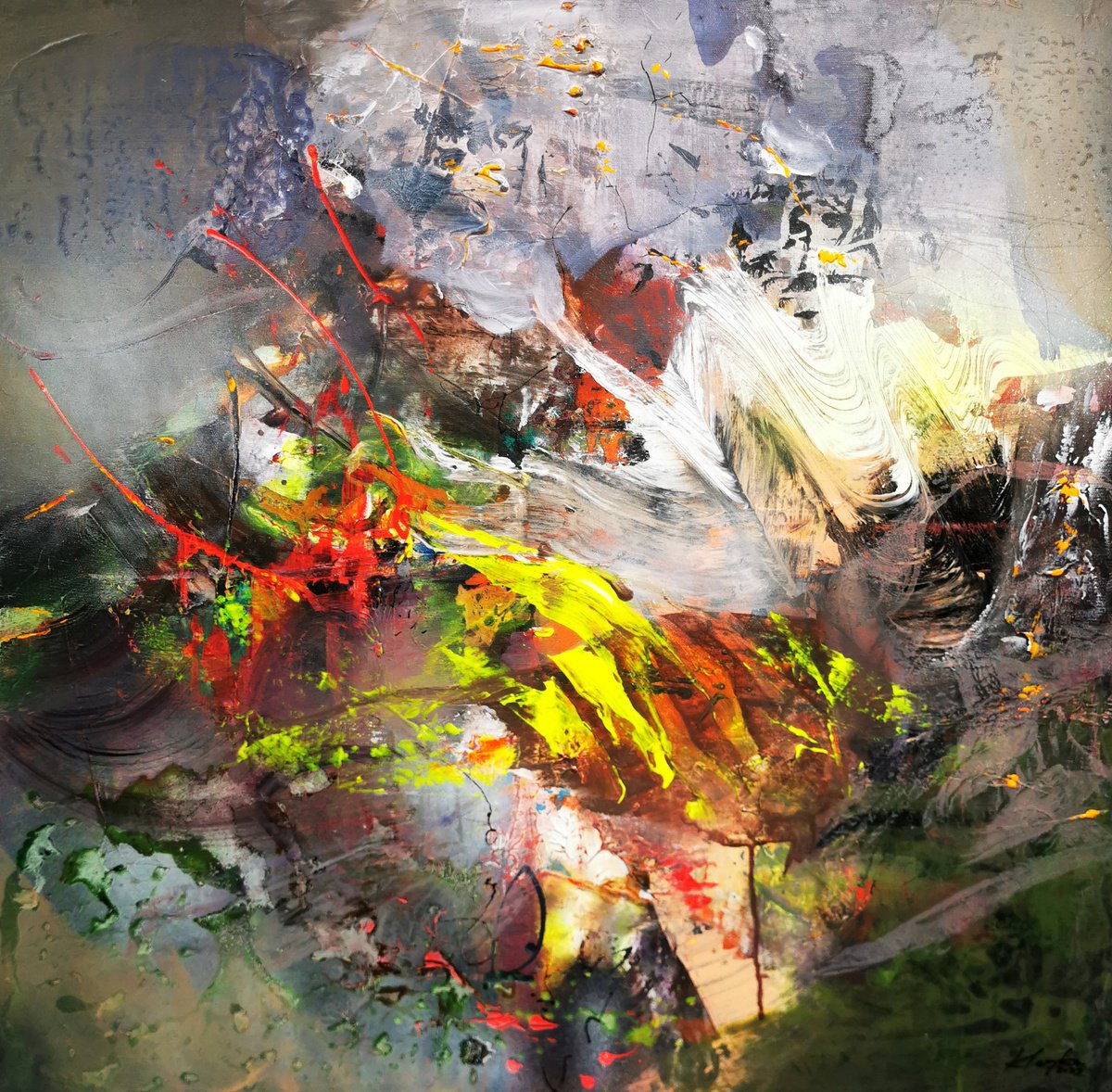 Enigmatic Oneiric Dreamy Abstract Large Scale Masterpiece Ovidiu Kloska Acrylic painting: Kloska ...