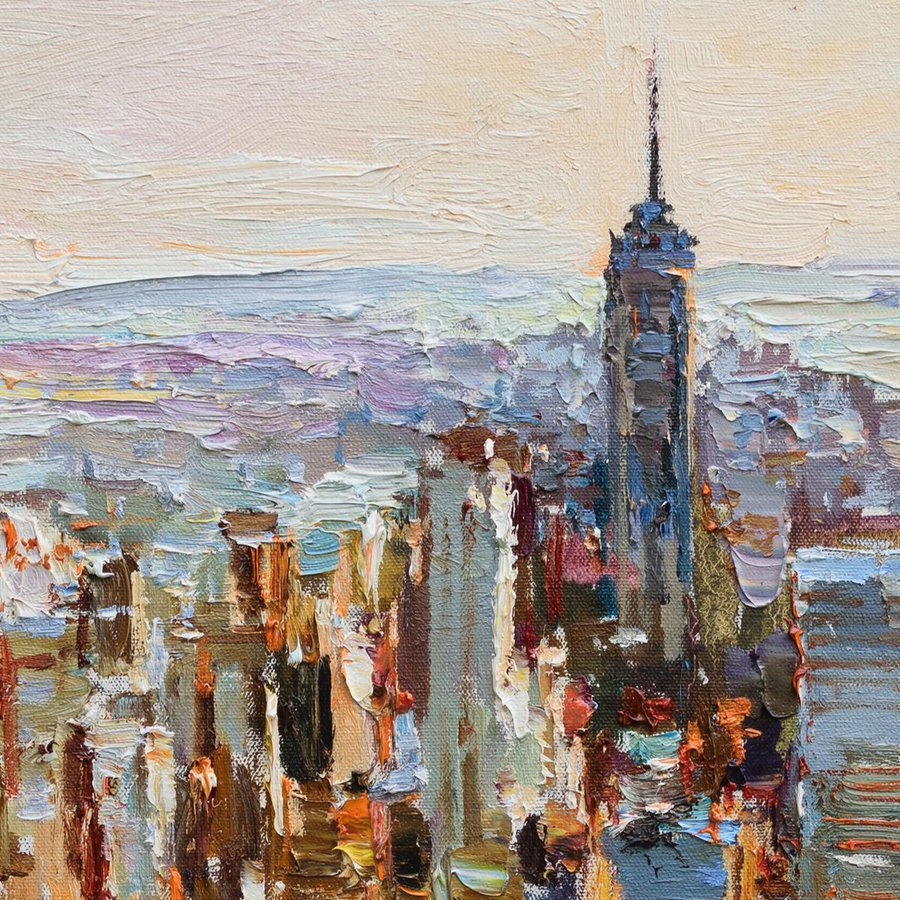 Sunrise in New York City - morning urban landscape painting Oil ...