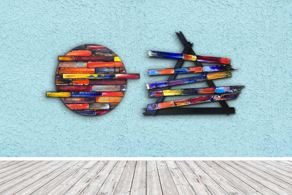 "The Odd Couple" - Original PMS Mixed Media Sculptural Paintings On ...