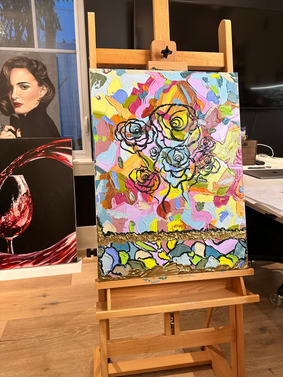 Rose garden nature abstraction impasto oil painting Oil painting: Elena ...