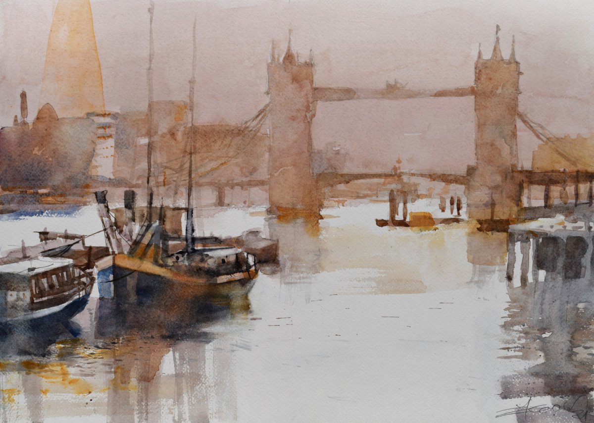 floating by the Thames Watercolour by Goran Žigolić Watercolors | Artfinder