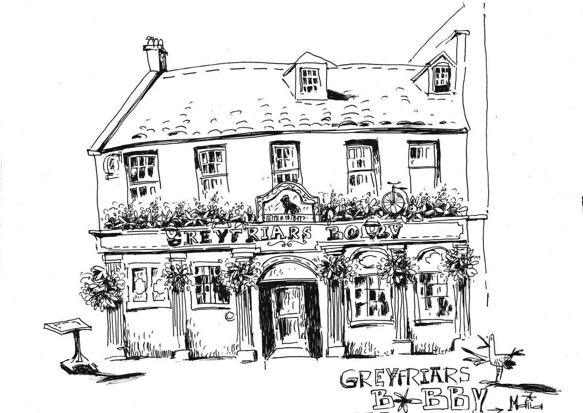 Greyfriars Bobby Pub - outside view Ink drawing by Maiia Vysotska ...