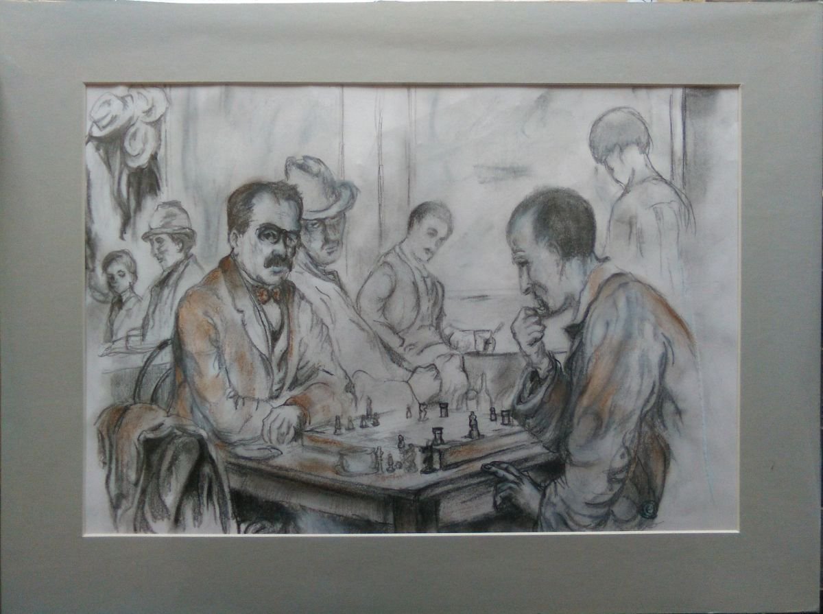 The Chess Players Pencil drawing by Peter Gaskin | Artfinder