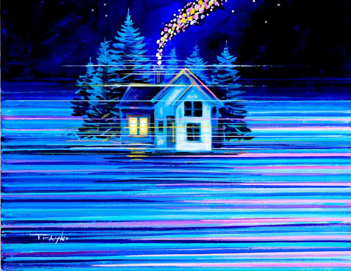 Winter magic. Season's greetings. Holidays Acrylic painting: Trayko ...