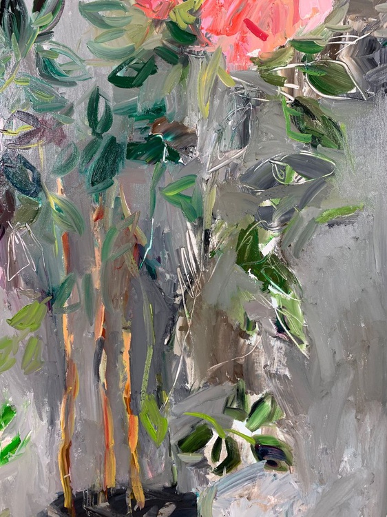 A rose in a blue pot. by Lilia Orlova-Holmes | Artfinder