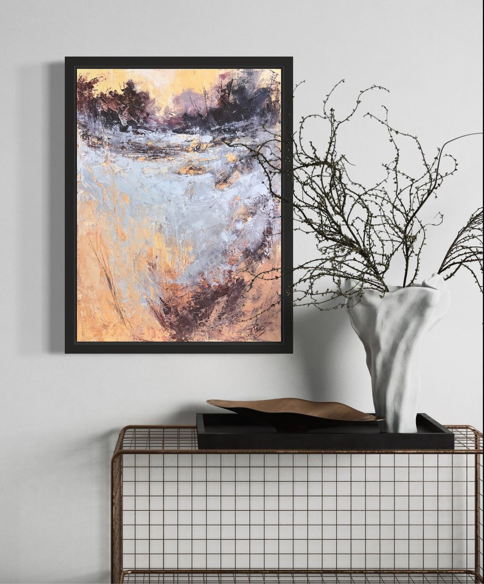 Winter Abstract Oil painting: Nancy Rynes | Artfinder