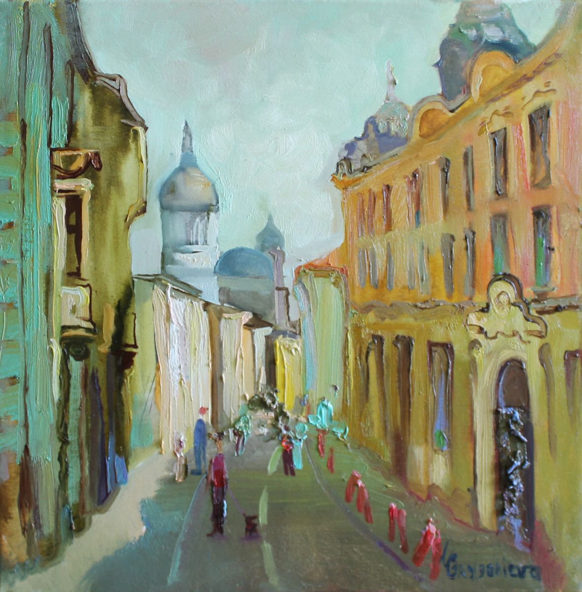 Noon in the city of Cluj-Napoca. Romania Oil painting: Anastasiia ...