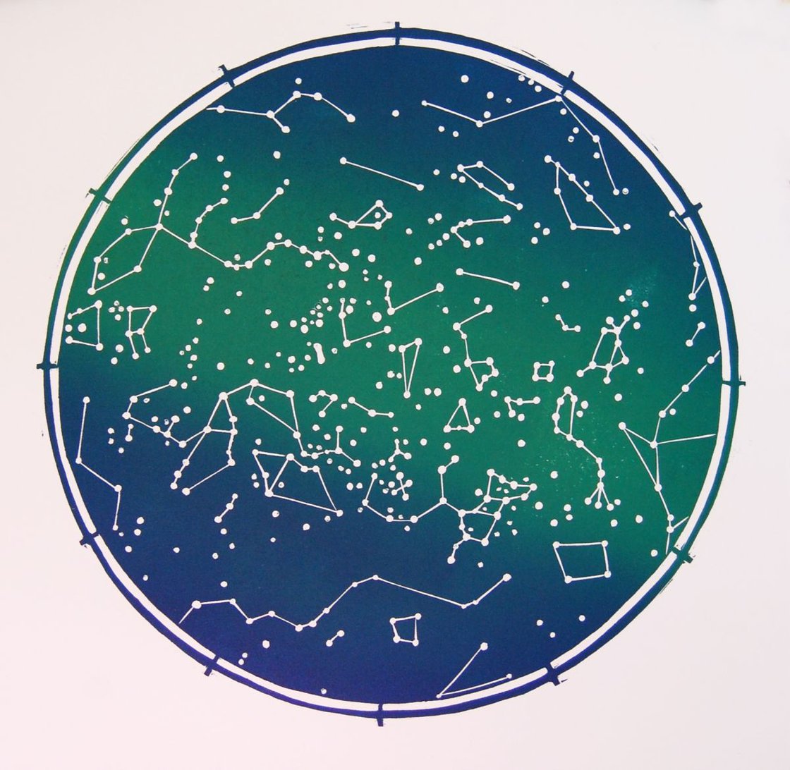Mapa Estelar Sur Woodcut by Constanza Macchiavello | Artfinder