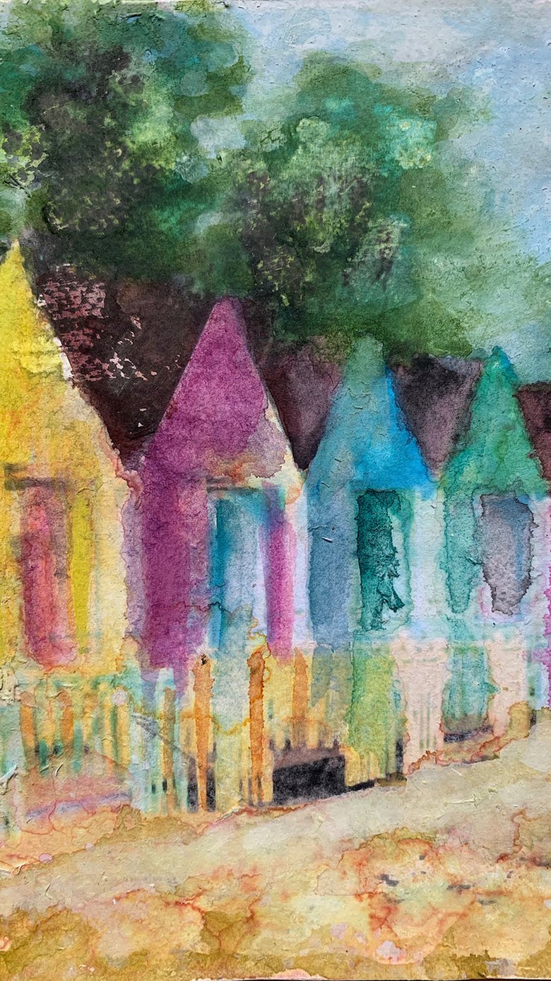 Beach Huts, Mersea Island Watercolour: Suzsi Corio | Artfinder