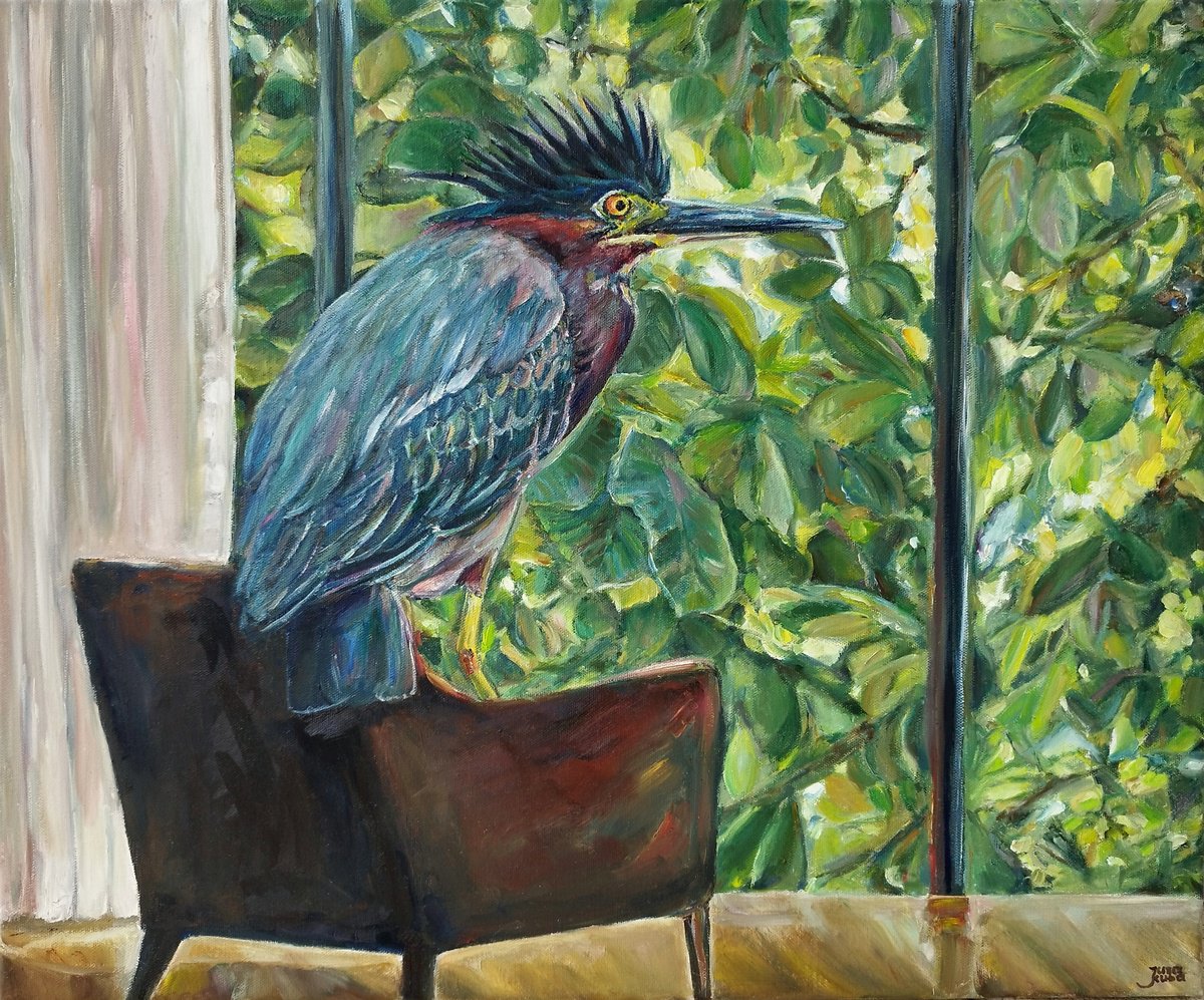 Green Heron At Home Oil painting: Jura Kuba Art | Artfinder