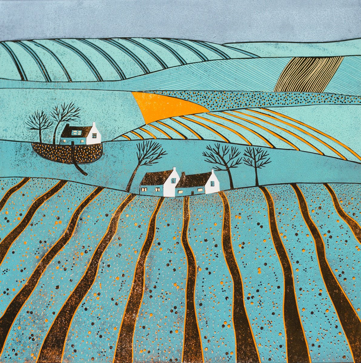 'Beyond the Empty Blue" Linocut: Layla Khani (aka Laylart) | Artfinder