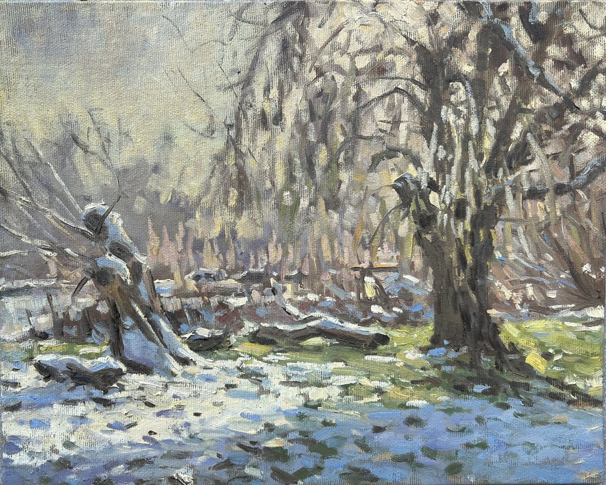 Snow on Clapham Common Oil painting: Louise Gillard | Artfinder