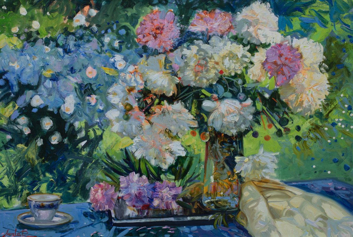 Still Life With Peonies Oil painting: Khanlar Asadullayev | Artfinder