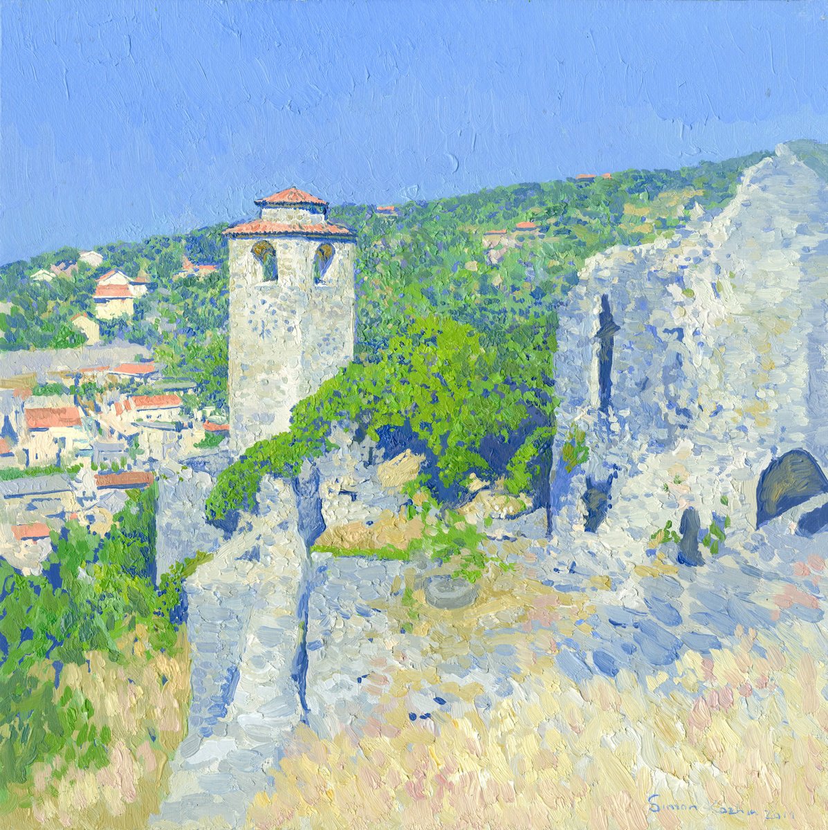 Stari Bar. Clock Tower Oil painting: Simon Kozhin | Artfinder